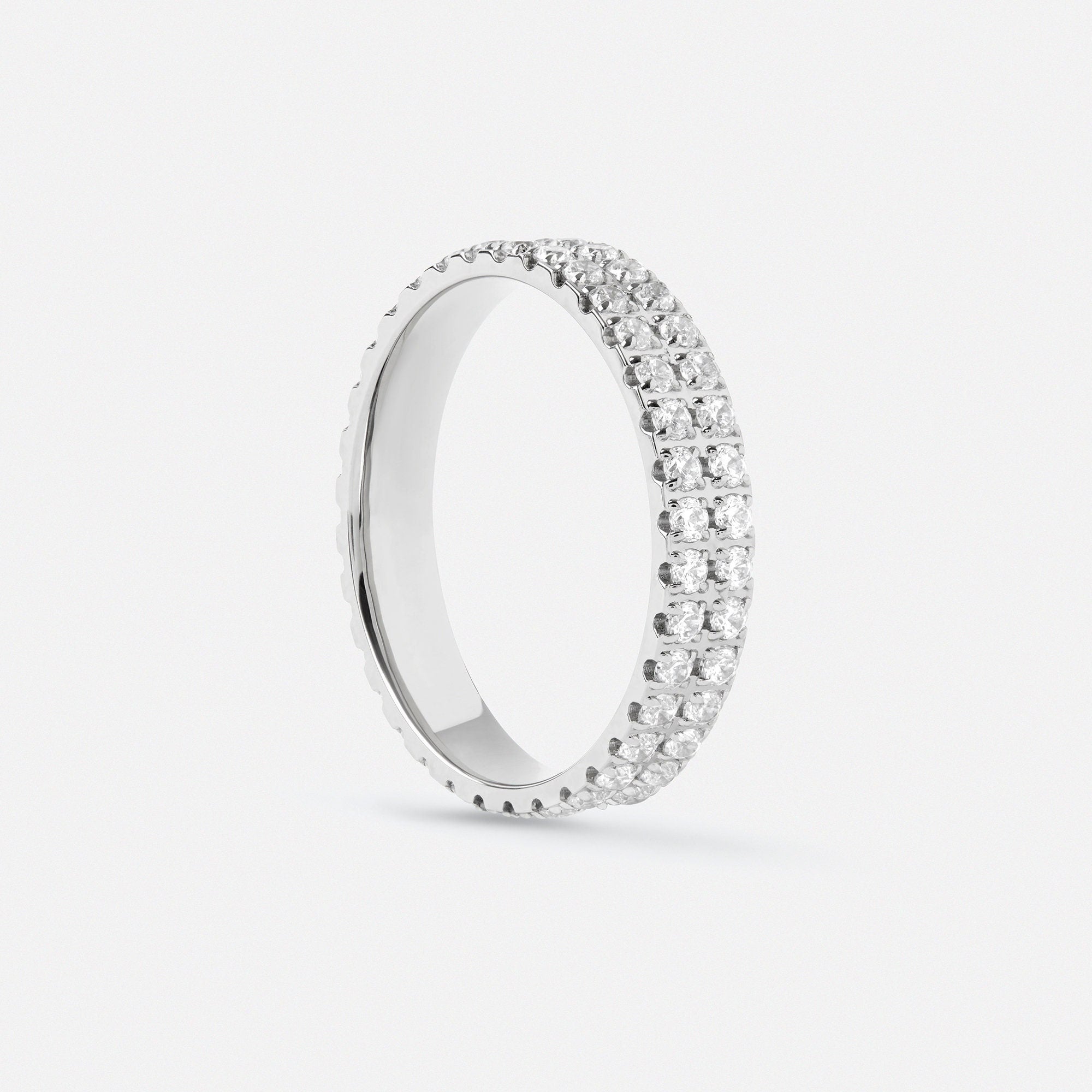 4mm wide Moissanite double full Eternity ring in Titanium or white gol ...